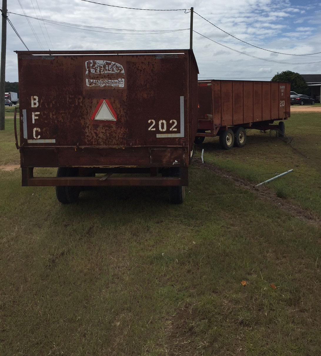 Runaway Peanut Trailers Collide with Fence